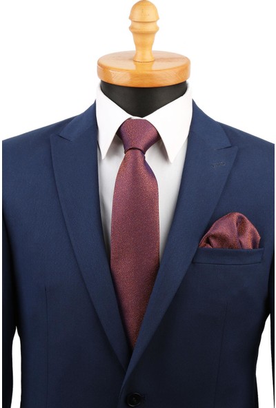 Kravatkolik Kahve Mor Kum Desen Mendilli Klasik Kravat KK4989