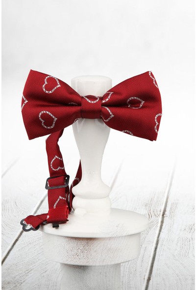 Kravatkolik Kırmızı Kalp Motif Papyon P801 Kravatkolik Kırmızı Kalp Motif Papyon P801