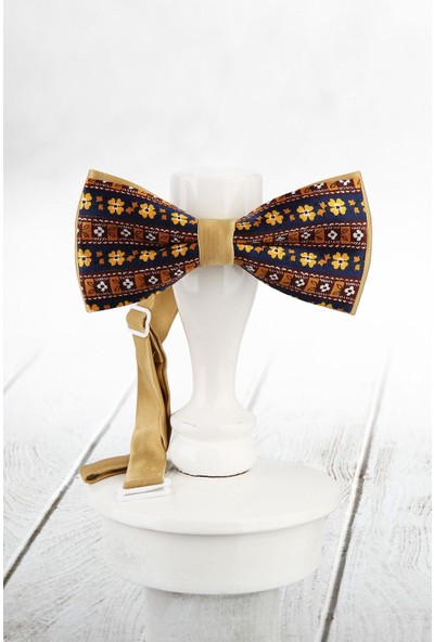 Kravatkolik Lacivert Gold İpek Papyon SB137