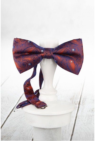 Kravatkolik Lacivert Turuncu Şal Desen Papyon P856 Kravatkolik Lacivert Turuncu Şal Desen Papyon P856
