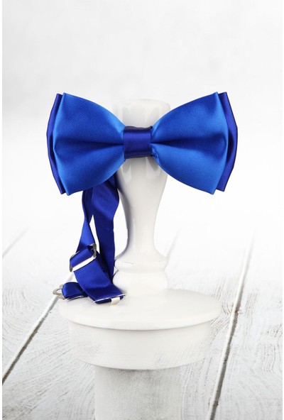 Kravatkolik Mavi Saks Renk Saten Papyon SP56 Kravatkolik Mavi Saks Renk Saten Papyon SP56