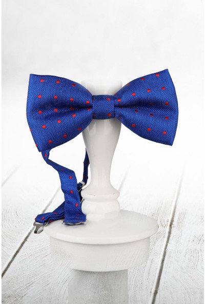 Kravatkolik Mavi Puantiye Desen Papyon P832