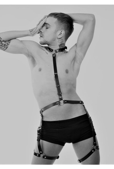 Angels Passion Deri Erkek Jartiyer Harness Fantazi Giyim - APFTM34 Angels Passion Deri Erkek Jartiyer Harness Fantazi Giyim - APFTM34