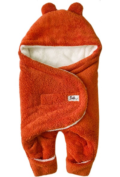 Owli Bebek Kışlık Dış Kundak Battaniye 0-6 Ay Turuncu