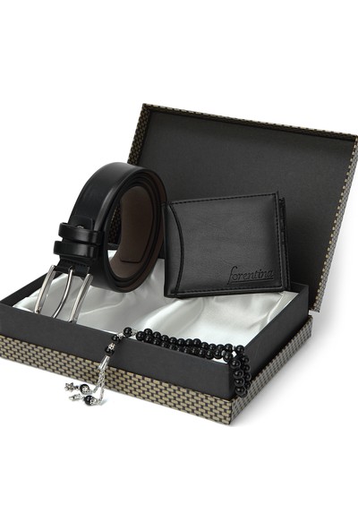 Forentina Siyah Kemer Cüzdan Tesbih Set Ps1014