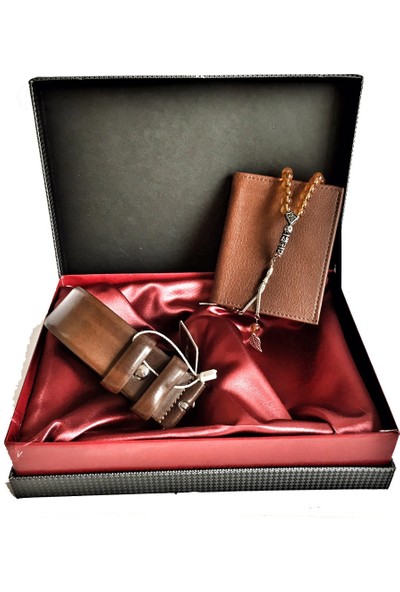 Forentina Kahverengi Kemer Cüzdan Tesbih Seti Ps0170