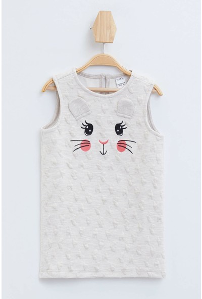 DeFacto Kız Bebek Bisiklet Yaka 3D Tavşan Baskılı Kolsuz Elbise N4754A219CW