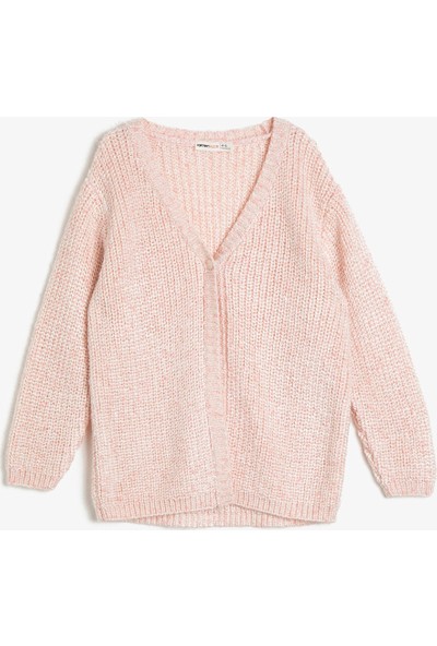 Koton Kız Çocuk Kırçıllı İpten Tek Düğmeli Uzun Kollu V Yaka Triko Hırka Koton Kız Çocuk Kırçıllı İpten Tek Düğmeli Uzun Kollu V Yaka Triko Hırka