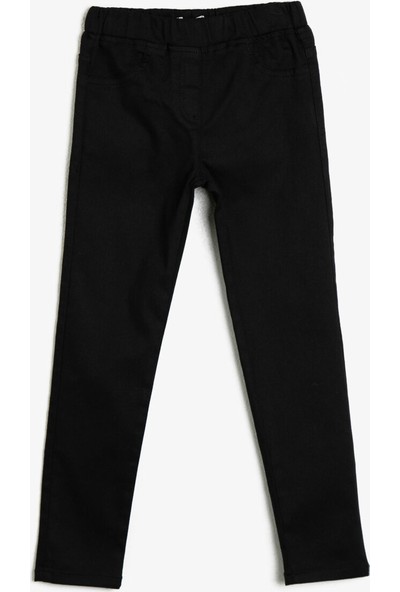 Koton Kız Çocuk Esnek Pantolon Kumaşından Beli Lastikli Süs Cepli