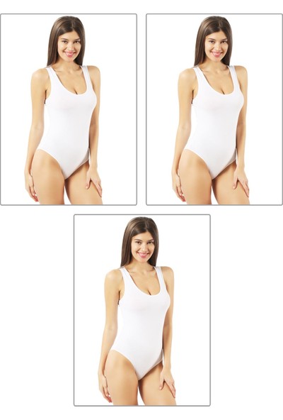 Özkan 3'lü Paket Kadın Çıtçıtlı Kalın Askı Body 0602