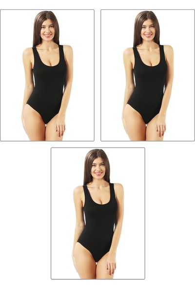 Özkan 3'lü Paket Kadın Çıtçıtlı Kalın Askı Body 0602