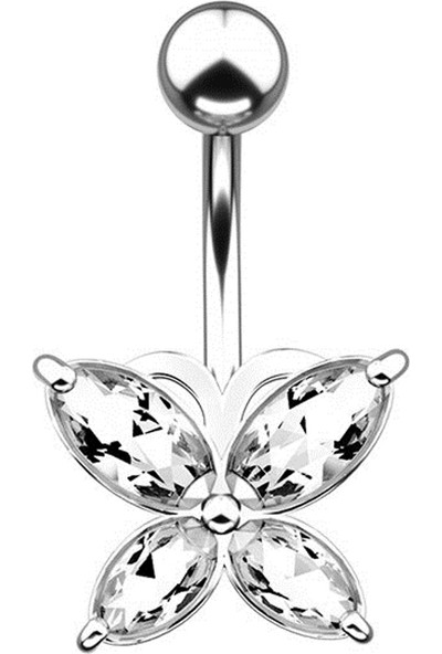 VipBT Kelebek Zirkon Taşlı 14G 316L Cerrahi Çelik Göbek Piercing Gümüş Gri VipBT Kelebek Zirkon Taşlı 14G 316L Cerrahi Çelik Göbek Piercing Gümüş Gri
