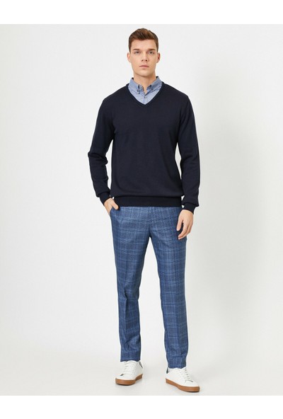 Koton Erkek Cep Detaylı Slim Fit Kareli Pantolon Koton Erkek Cep Detaylı Slim Fit Kareli Pantolon
