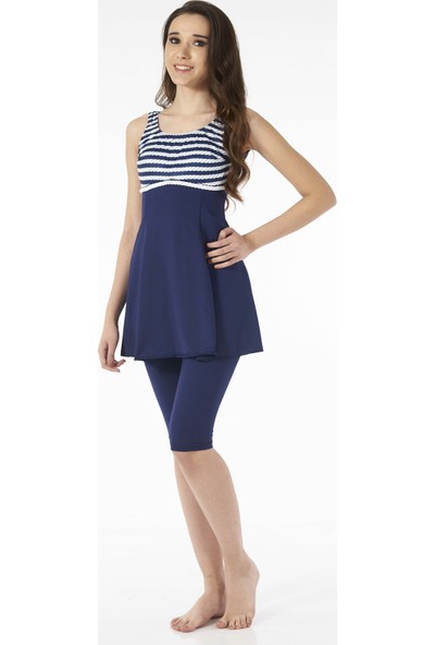 Estiva Kadın Denizci Lacivert Askılı Taytlı Elbise Mayo Estiva Kadın Denizci Lacivert Askılı Taytlı Elbise Mayo