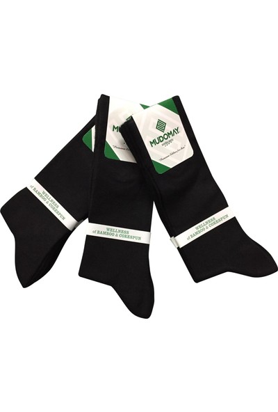 Mudomay 6'lı Siyah Premium Bambu Dikişsiz Erkek Çorap