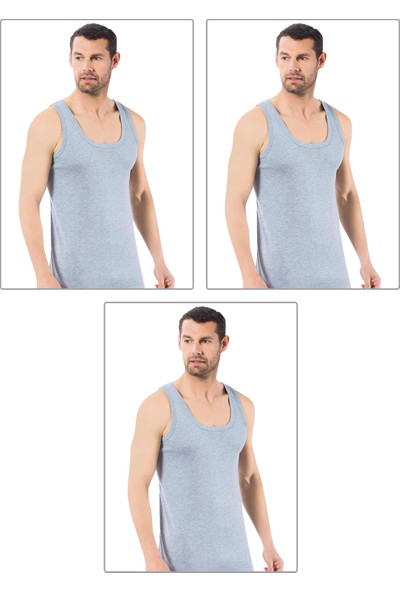 Özkan 3'Lü Paket Erkek Ribana Atlet 0113 Gri Melanj Özkan 3'Lü Paket Erkek Ribana Atlet 0113 Gri Melanj