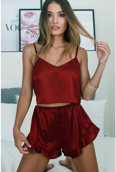 Merry See Saten Şortlu Takım