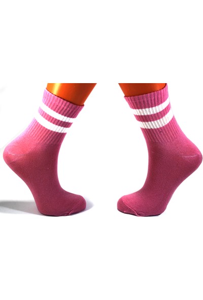Modaroma Pembe Beyaz Çizgili Çorap Modaroma Pembe Beyaz Çizgili Çorap