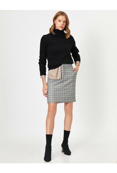 Koton Kadın Ekoseli Kalem Etek