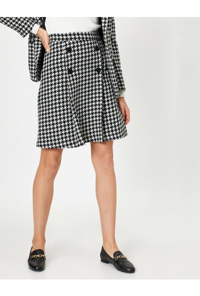Koton Kadın Kazayağı Desenli Tüvit Etek