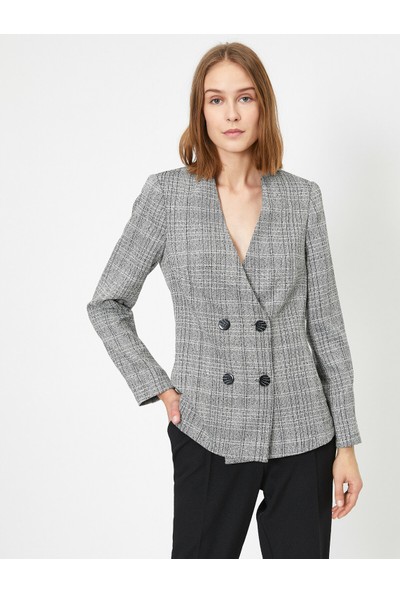 Koton Kadın V Yaka Kruvaze Blazer Ceket
