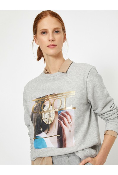 Koton Varak Resim Baskılı Sweatshirt