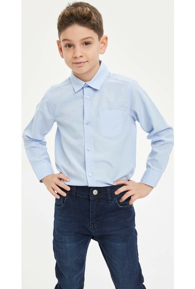 DeFacto Erkek Çocuk Regular Fit Polo Yaka Uzun Kollu Uzun Kollu Gömlek M4522A620SP