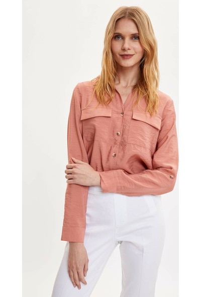 DeFacto Çift Cepli Dokuma Gömlek N1813AZ20SP