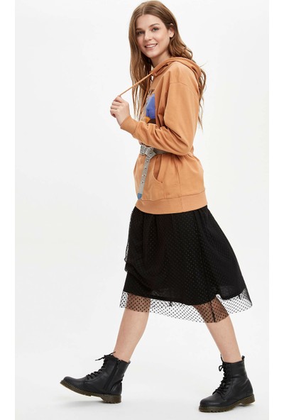 DeFacto Relax Fit Tül Midi Örme Etek N5727AZ20SP