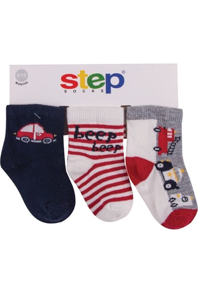 Step Beep Car 3'lü Soket Bebek Çorabı 10058 6 - 12 Ay Step Beep Car 3'lü Soket Bebek Çorabı 10058 6 - 12 Ay