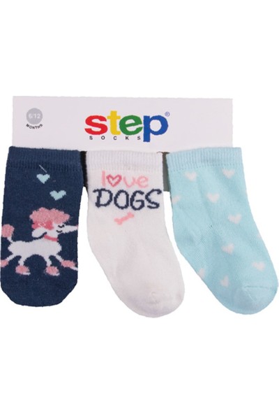 Step Love Dog 3'lü Soket Bebek Çorabı 10080 12 - 24 Ay