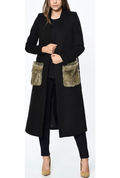 Dewberry Z6363 Kadın Palto Siyah