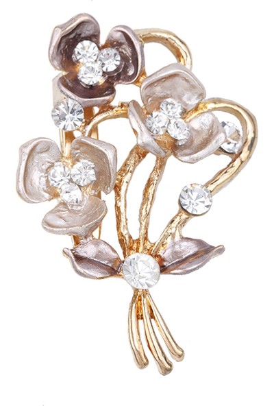 Lavisera Pembe Bordo Çiçek Broş