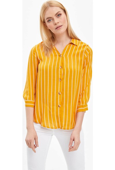 DeFacto Regular Fit Çizgili Viskon Gömlek K6402AZ20SP