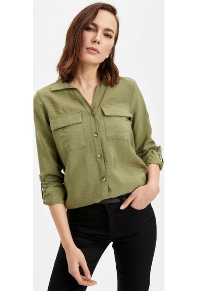 DeFacto Çift Cepli Dokuma Gömlek N1813AZ20SP