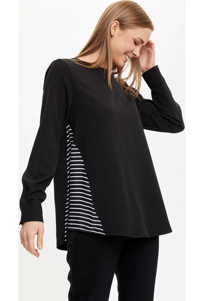 DeFacto Relax Fit Çizgili Uzun Kollu Dokuma Tunik N8587AZ20SP