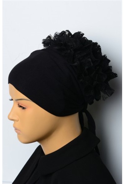 Berat Bone Dantelli Dikişsiz Fırfırlı Siyah 3'lü