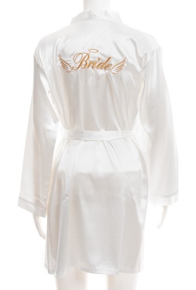 Bebebebek Saten Bride Sabahlık Gelin Sabahlığı Taç Hediyeli