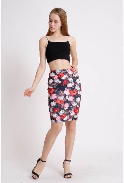 Deppoist Çiçek Desen Kalem Etek