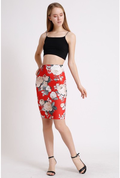 Deppoist Çiçek Desen Kalem Etek