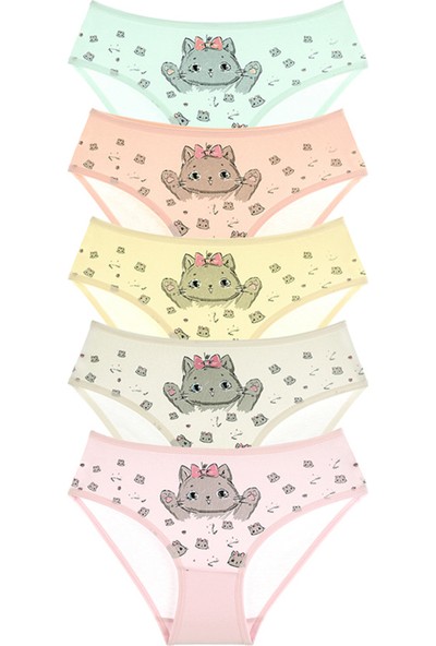 Donella Kedi Baskılı 5'li Kız Çocuk Külot - 4171PK-5LI