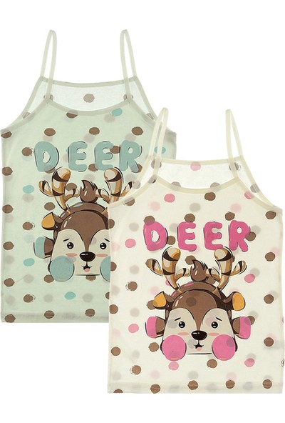 Donella Geyik Baskılı 2'li Kız Çocuk Atlet - 43808DE-2LI