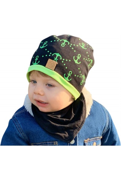 Babygiz Erkek Bebek Yeşil Siyah Renkli Bere