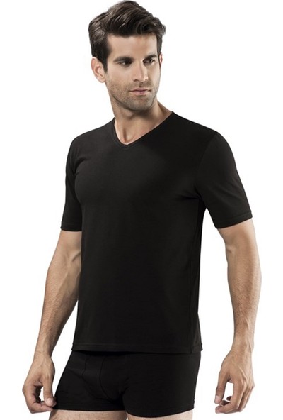 Çift Kaplan 945 V Yaka Pamuklu Erkek Fanila T Shirt Siyah 3 Adet Çift Kaplan 945 V Yaka Pamuklu Erkek Fanila T Shirt Siyah 3 Adet