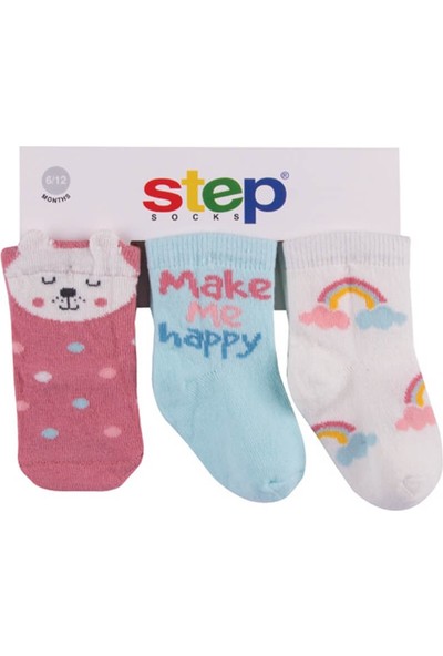 Step Cat Rainbow 3'lü Soket Bebek Çorabı 10092 Step Cat Rainbow 3'lü Soket Bebek Çorabı 10092