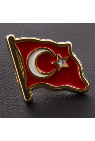 Bijuteri Net Ay Yıldız Türk Bayrağı Sarı Yaka Rozet Broş