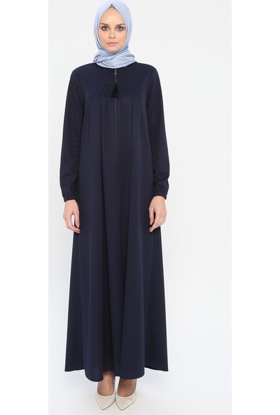 Fermuarlı Ferace - Lacivert - Miss Cazibe