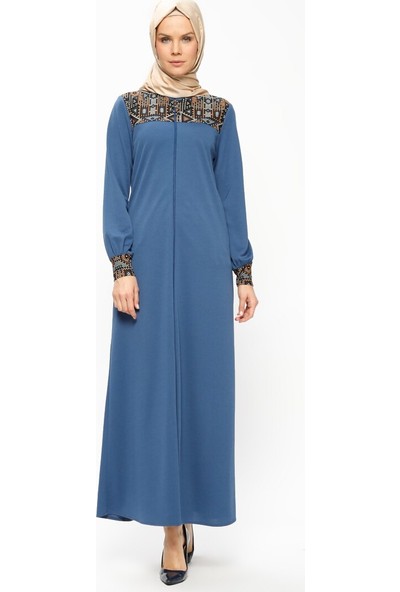 Fermuarlı Ferace - İndigo - Miss Cazibe