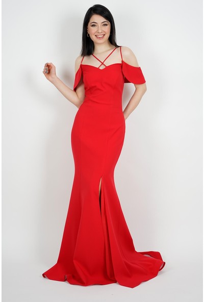 SpringStore Kadın Kırmızı Sırtı İp Detaylı Abiye SpringStore Kadın Kırmızı Sırtı İp Detaylı Abiye