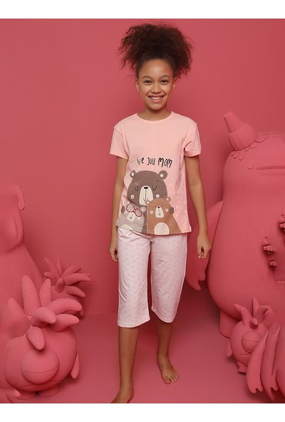Donella Sevimli Ayıcık Baskılı Kız Çocuk Pijama Takım - 10072